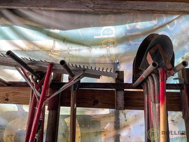 Pitch Forks, Shovels and 55-Gallon Drum of Pitch Axes - Roller Auctions