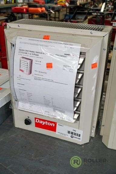 Dayton 2YU62 Electric Heater, 208/240 Vac, 3.7/5.0KW, Single or 3ph ...
