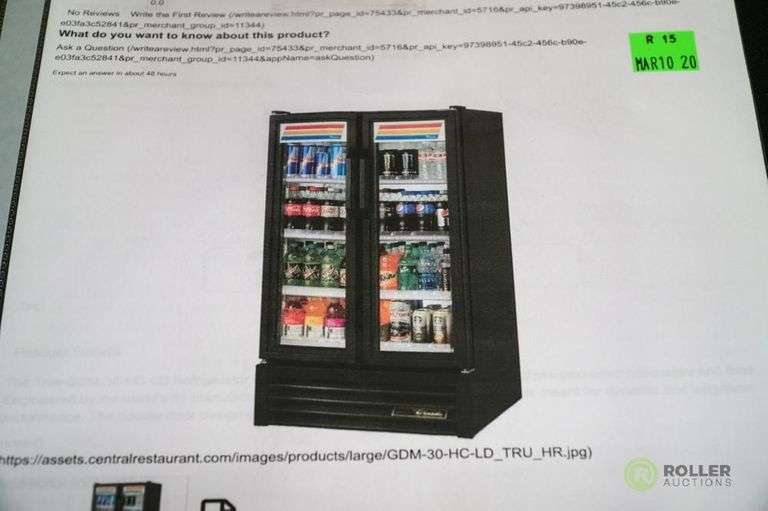 True GDM-30-LD 2-Door Low Height Refrigerated Glass Display ...