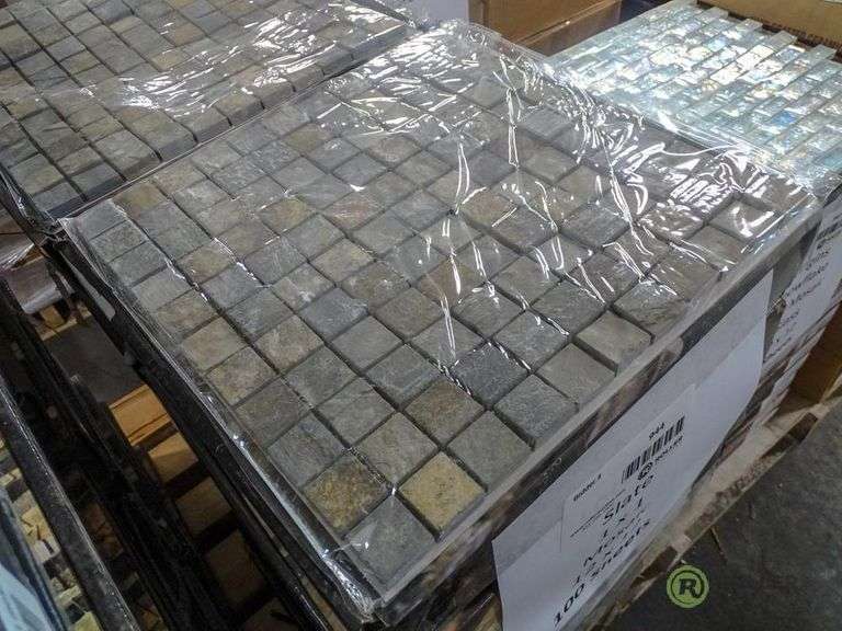 Pallet of Slate 1in x 1in Mosaic 12in x 12in Slate Tile, Textured, 100 ...