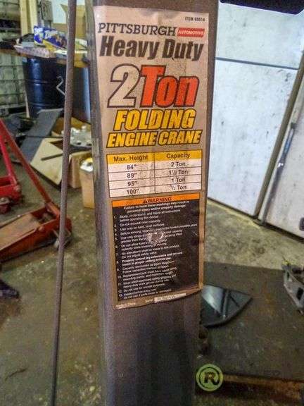 Pittsburgh 69514 2-Ton Folding Engine Crane on Casters - Roller Auctions