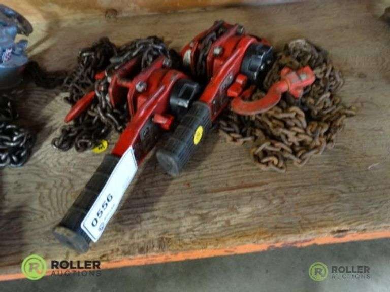 (2) Little Mule 3/4-Ton Chain Hoist Cable Pullers - Roller Auctions