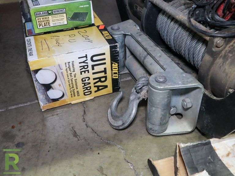 Warn M8000 Winch, Snatch Black, ATV Mounting Plate and Tire Covers ...