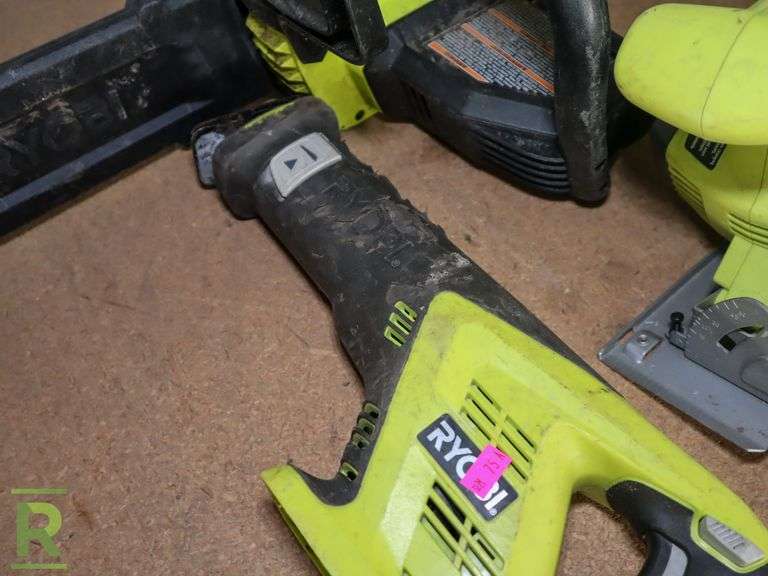 Ryobi P513 Reciprocating Saw, P546 10" Chainsaw and P504G 5.5" Circular ...