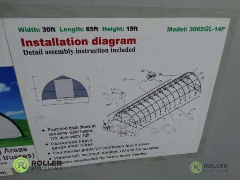 New 3065GL-14P 30' x 65' x 15' High Ceiling Storage Building With (2 ...