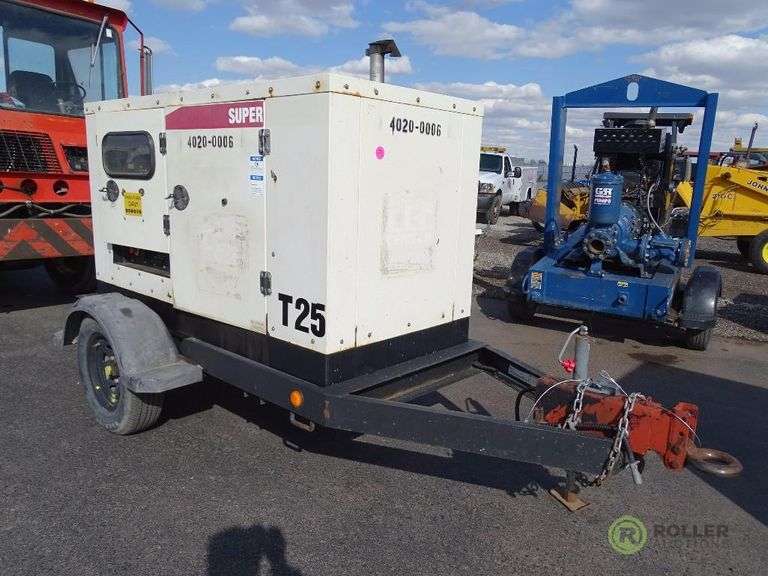 2008 TEREX T25 Towable Generator, 20KW, Isuzu 4-Cylinder Diesel, Pintle ...