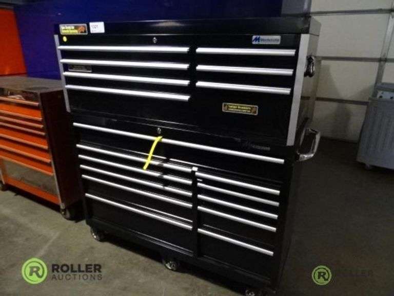 Montezuma 56in 11-Drawer Rolling Tool Box With 7-Drawer Top Box - Roller Auctions