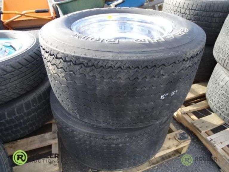 (2) Grand Prix Super Wide G/T L50-15 Tires and Stainless Steel Cragar ...
