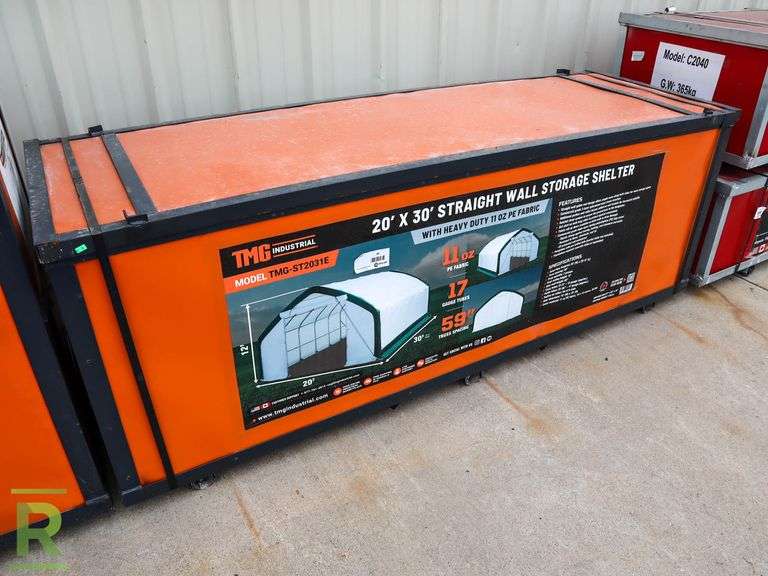 New TMG TMG-ST2031E Straight Wall Storage Shelter, 20' x 30' - Roller ...