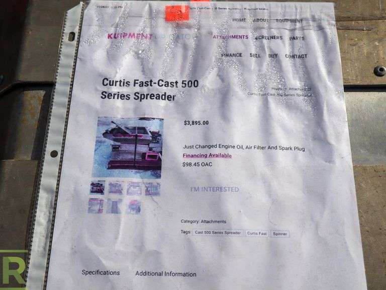 Curtis Fast Cast 550 Series Spreader - Roller Auctions