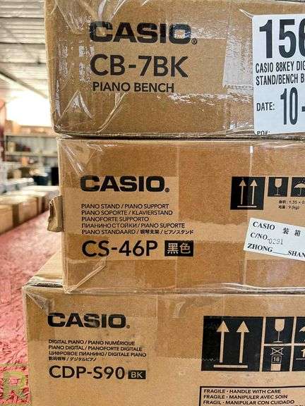 Casio 88-Key Black Piano (CDP-S90) Bundle W/ Piano Stand (CS-46P) And Piano Bench (CB-7BK) - New ...