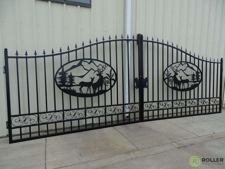 New Greatbear Bi Parting Wrought Iron Gate Set, Elk Design, 20 ...