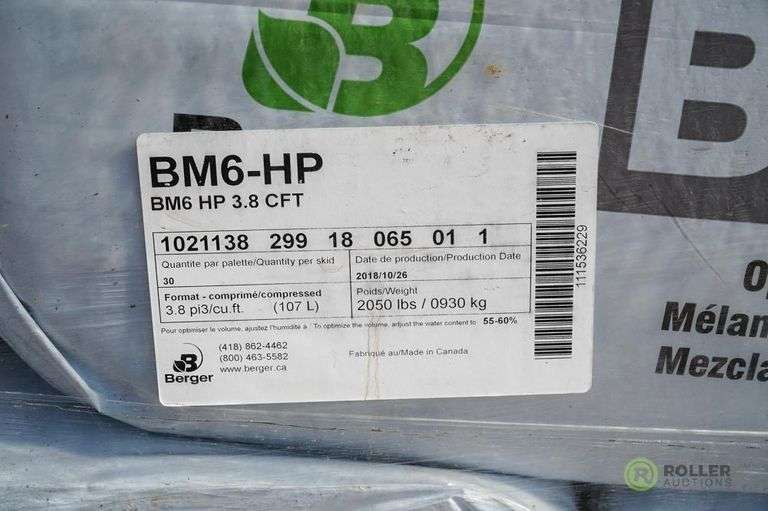 (30) Bags Of Berger BM6 Optimal Porosity Mix - Roller Auction