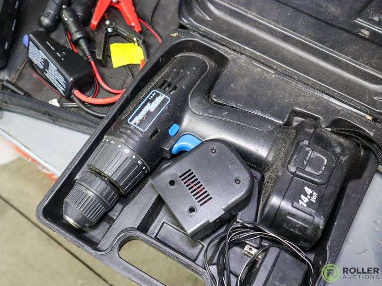 Power Glide 14.4V Cordless Drill and Ever Start Maxx Jump Starter ...