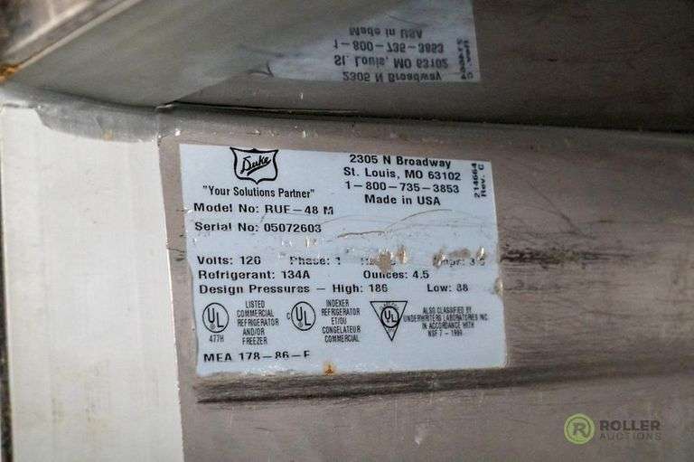 Duke RUF-48-M 48in Stainless Steel 2-Door Refrigerated Work Top on ...