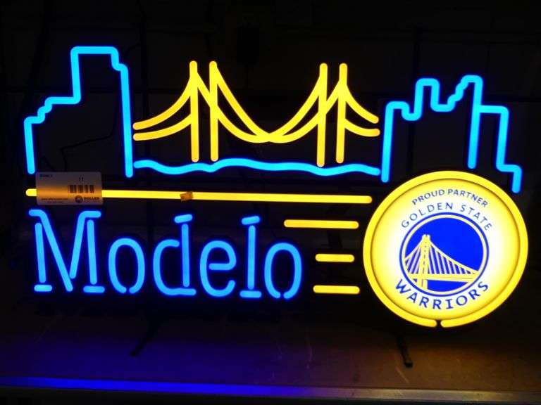 Modelo Golden State Warriors Lighted Sign, 33" x 20" - Roller Auctions