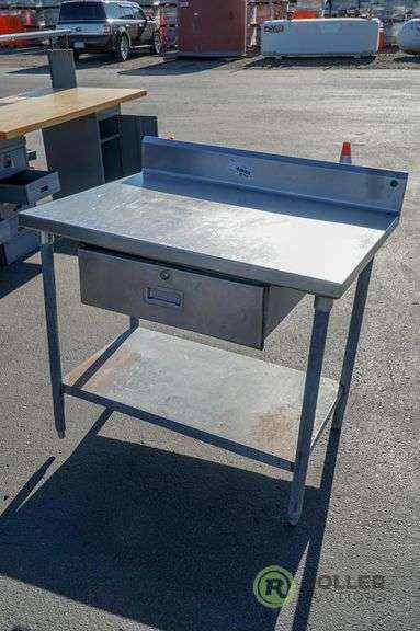 Metal Shop Desk With Lower Shelf - Roller Auctions