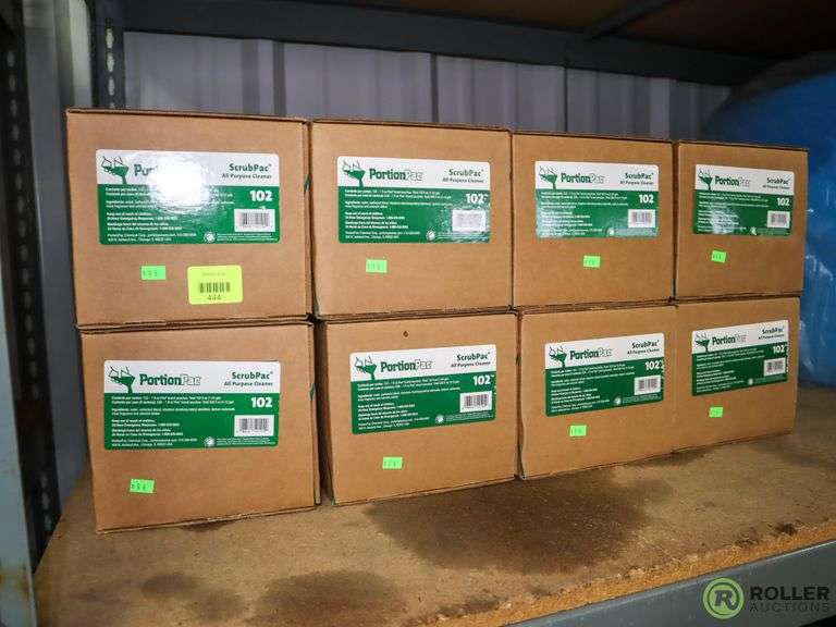 (8) Boxes of Portion Pac Scrub Pac All Purpose Cleaner - Roller Auctions