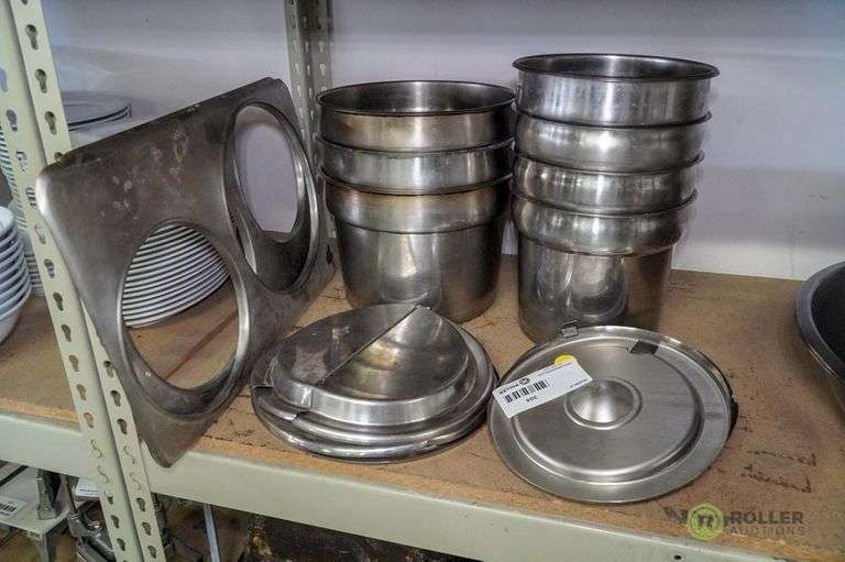 (6) Round Food Warmer Inserts With (2) Full Size Pan Inserts and (7 ...