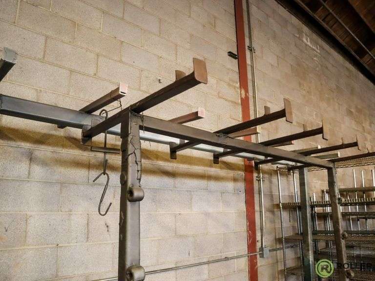 (2) Material Hanging Racks Used for Powder Coating on Casters, 86" and ...