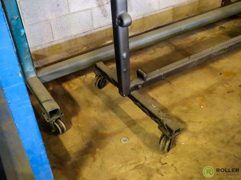 (2) Material Hanging Racks Used for Powder Coating on Casters, 86" and ...