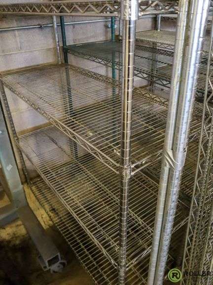 6-Tier Wire Rack, 48" x 18", (2) 5-Tier Wire Racks, 48" x 18" and 4 ...