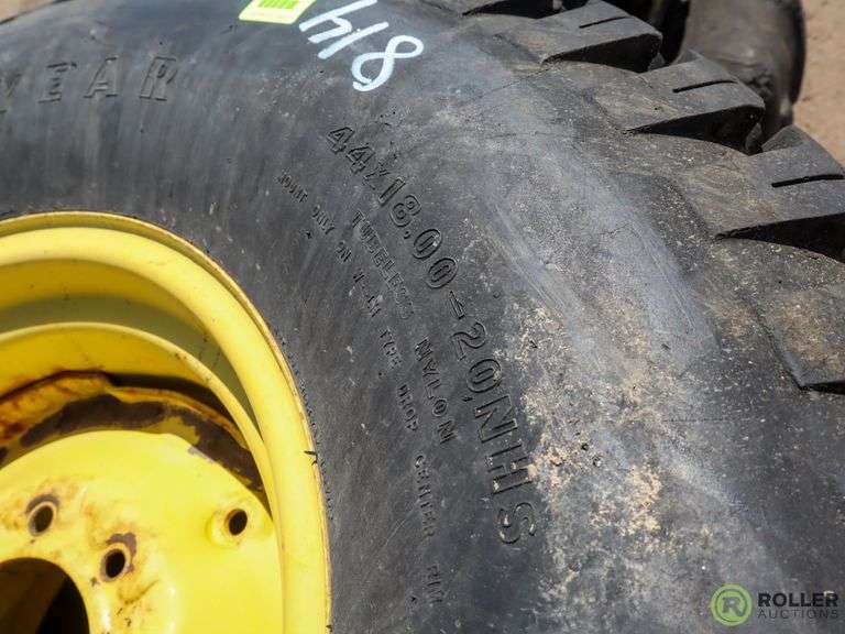 (2) Goodyear 44x18.00-20 Turf Tractor Tires with Rims - Roller Auctions