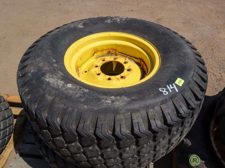 (2) Goodyear 44x18.00-20 Turf Tractor Tires with Rims - Roller Auctions