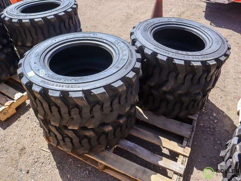 Set of (4) New Loadmaxx 12-16.5 Skid Steer Tires - Roller Auctions