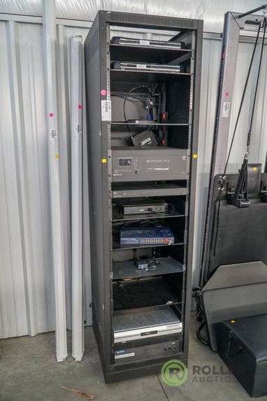 MA Network Rack With Crown 280A Amp, Audio Flex Audio Processor ...