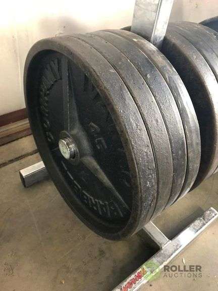 Weight Plates, (8) Ivanko 45-Lb, (6) 5-Lb, (2) 2.5-Lb With Universal ...