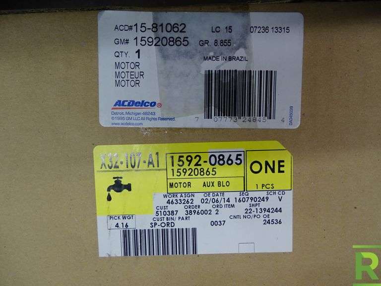 AC Delco 15-81062 / GM# 15920865 Motor - Roller Auctions