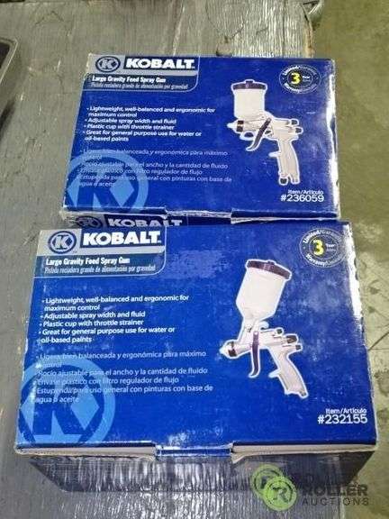 (2) Kobalt Large Gravity Feed Spray Guns - Roller Auctions
