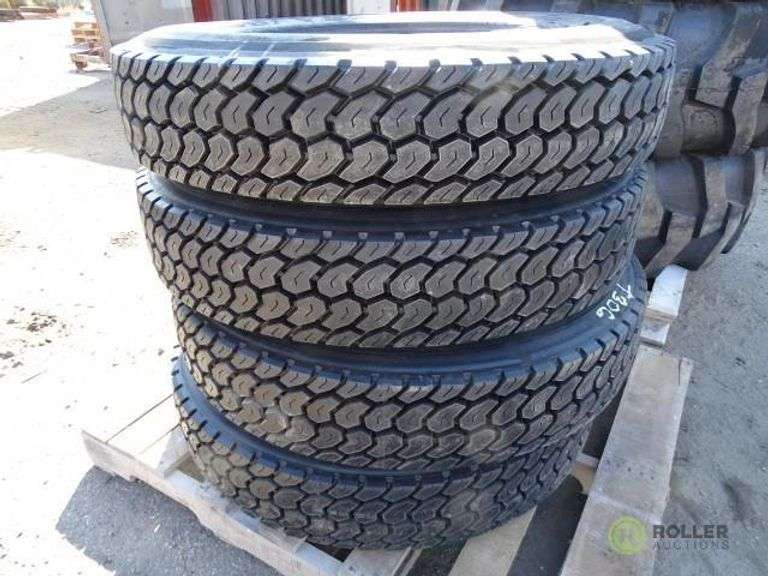 (4) Goodyear G159 9R22.5 Tires, Retread - Roller Auctions