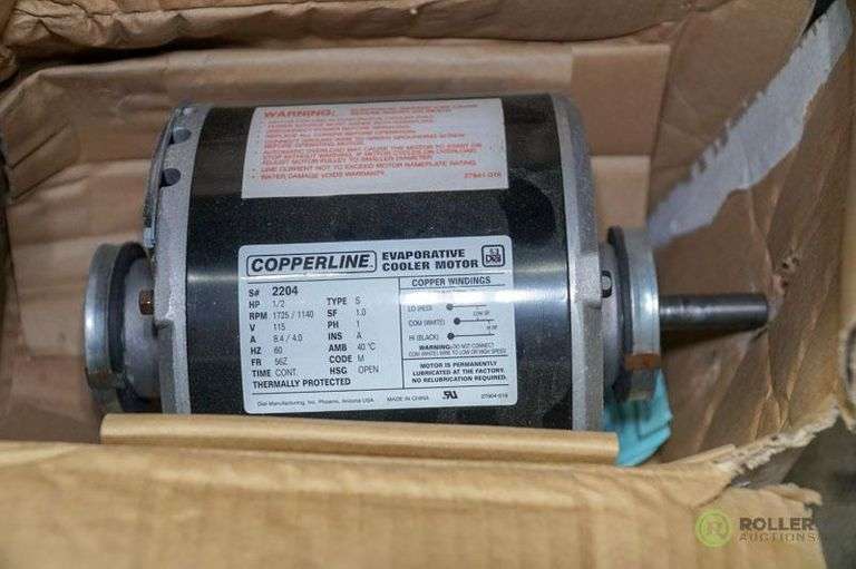 (2) Copperline 2204 Evaporative Cooler Motor, 1/2Hp, Single Phase, 1725 ...