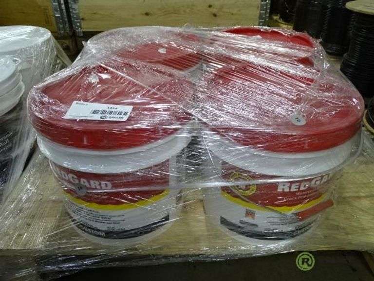 (4) 3.5-Gallon Buckets of Redgard Water Proofing and Crack Prevention ...