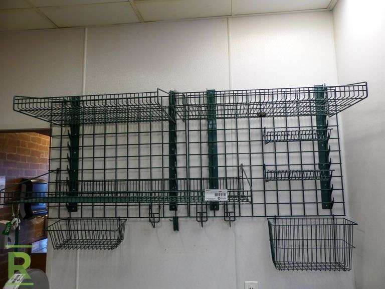 Wall Mount Grid Wire Racking System With Shelves - Roller Auctions