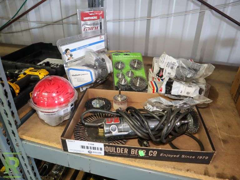 Tray With Dumore Electric Hand Grinder With 3M 6211 Respirator, Mothers ...