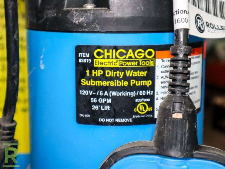 Chicago Electric 1Hp Dirty Water Submersible Pump - Roller Auctions