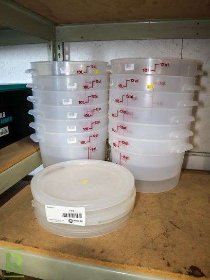 New 12Qt Round Containers With Lids - Roller Auctions