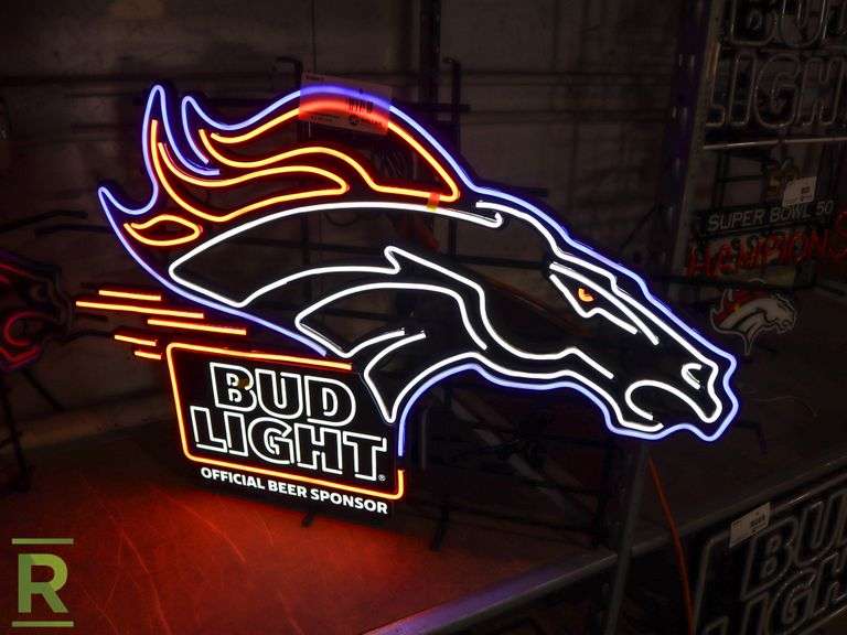 Broncos Bud Light Lighted Sign, 35" x 23" - Roller Auctions