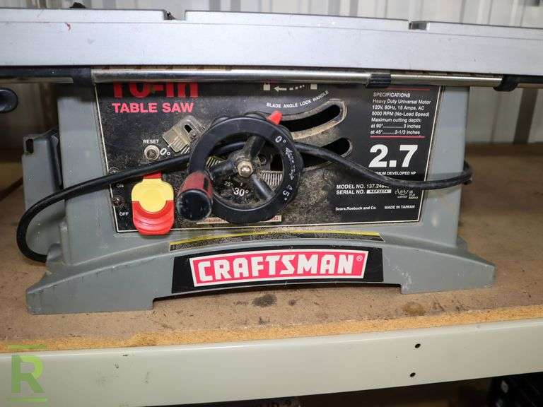 Craftsman 137.248481 10" Table Saw - Roller Auctions