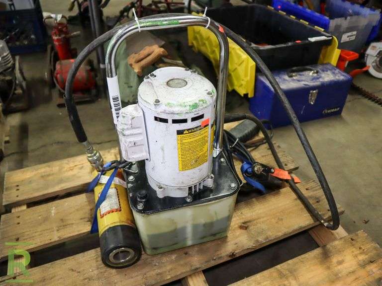 SPX PE172 Power Team Hydraulic Pump With 25-Ton Enerpac Ram - Roller ...