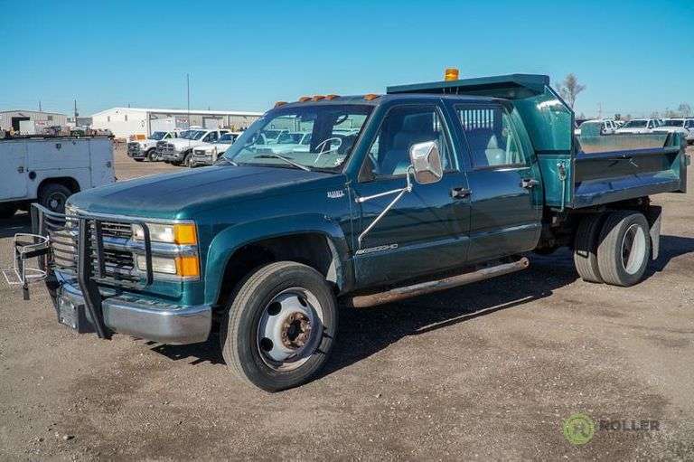 1997 CHEVROLET SILVERADO 3500 HD CREW CAB LANDSCAPE DUMP TRUCK, Vortec ...