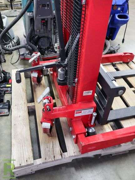 Dayton 4VME9 Manual Straddle Stacker, 2,000 lb Load Capacity, 36" x 4 ...
