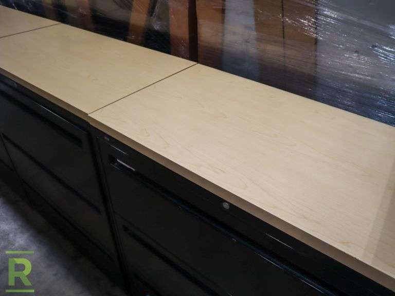 (3) 3-Drawer Lateral File Cabinets with Wood Tops - Roller Auctions