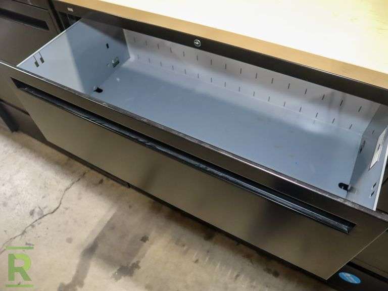 (3) 3-Drawer Lateral File Cabinets with Wood Tops - Roller Auctions