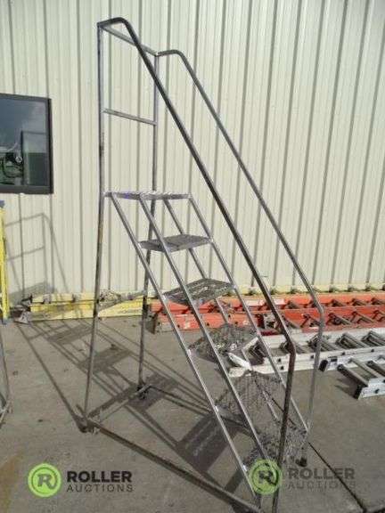 Alco-Lite 6-Step Rolling Metal Warehouse Ladder - Roller Auctions