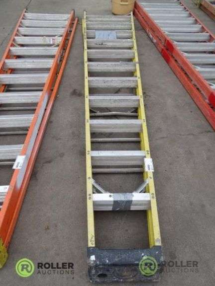 (3) 12' Fiberglass and (1) 10' Fiberglass Step Ladders (Damaged ...