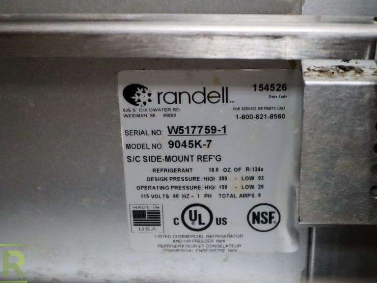 Randell 9045K-7 2-Door Refrigerated Mega Top Sandwich Prep on Casters ...
